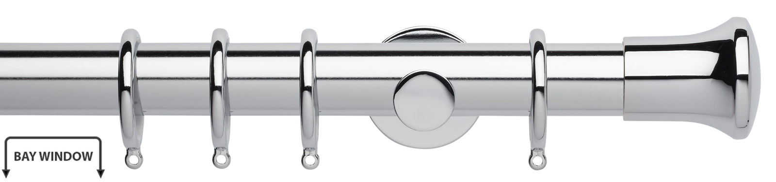 Rolls Neo 35mm Large Window Curtain Pole Chrome, Trumpet – Just Poles