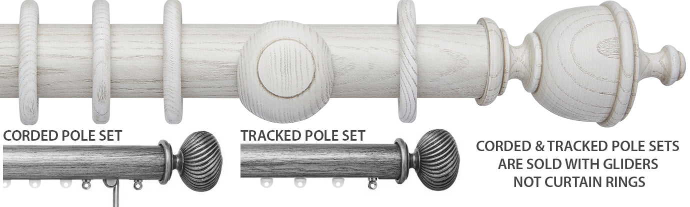 Ashbridge 45mm Corded/Tracked Wood Curtain Pole,Parchment White ...