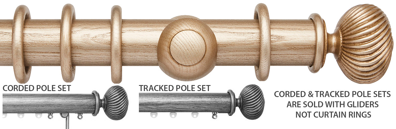 Ashbridge 45mm Corded/Tracked Wood Curtain Pole,Champagne Gold ...