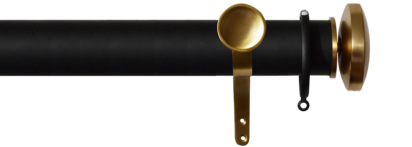 Jones Esquire 50mm Metal Curtain Pole Carbon Black,Brushed Gold Curved ...