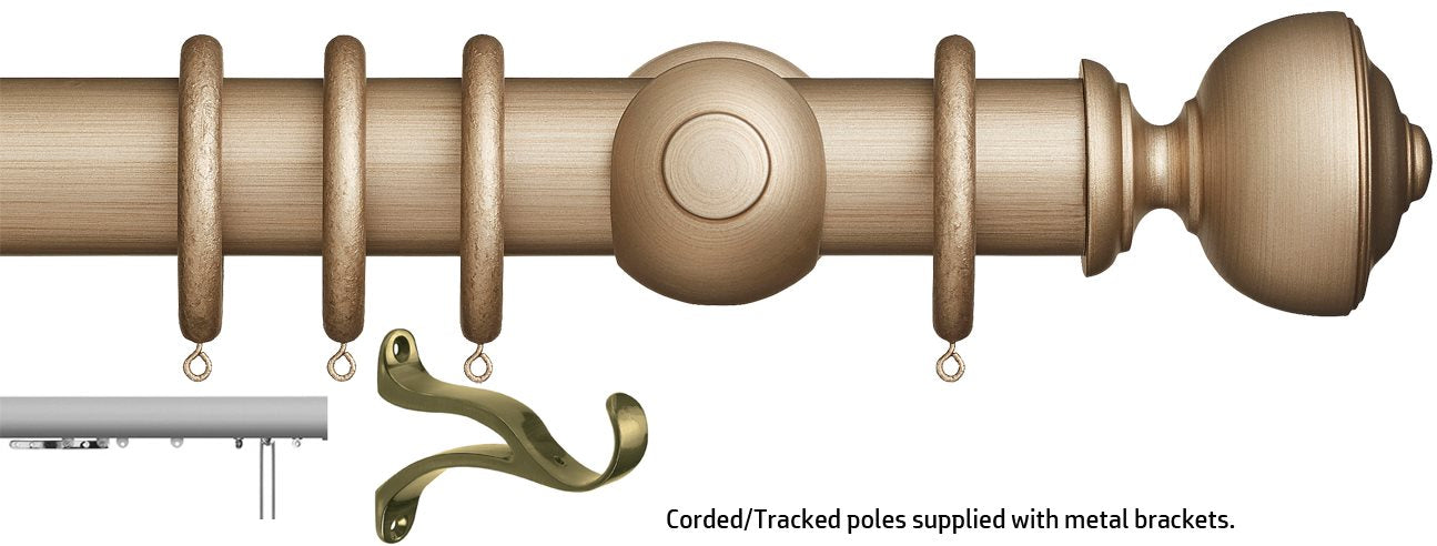 Rolls Museum 45mm,55mm Corded Curtain Pole,Satin Oyster,Asher – Just Poles